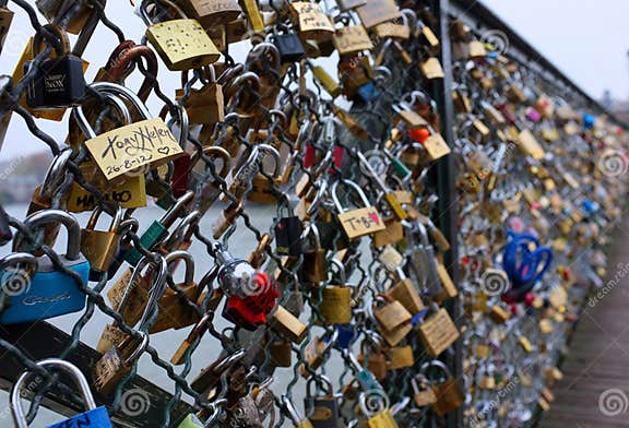 Locks on Fence on Paris Bridge Editorial Photography - Image of locks ...