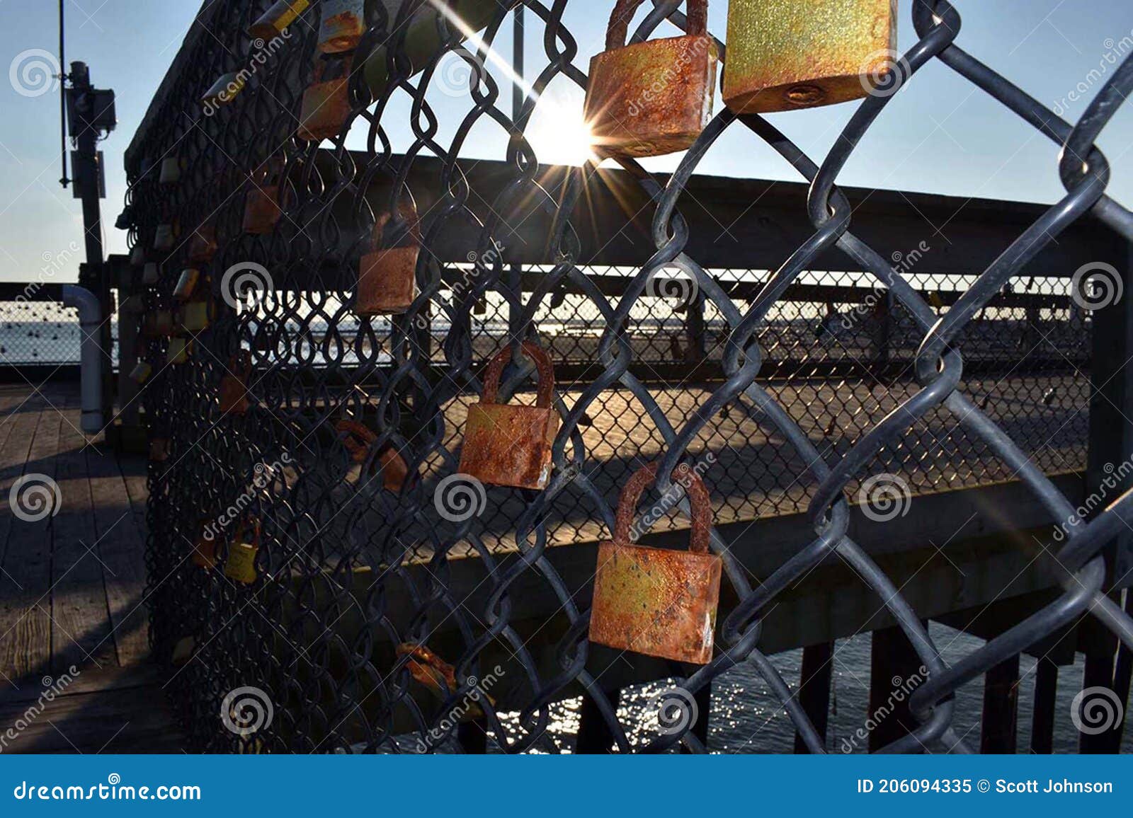 Locks Hanging from a Pier Fence Stock Image - Image of nice, pier ...