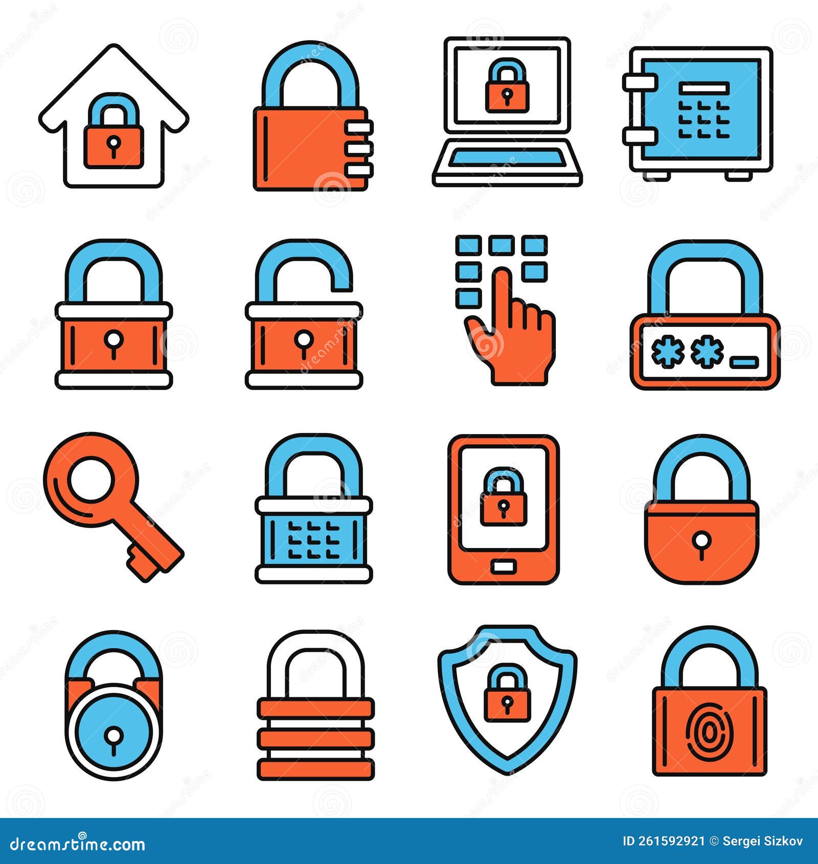 Locks Icons Set on White Background. Vector Stock Illustration ...