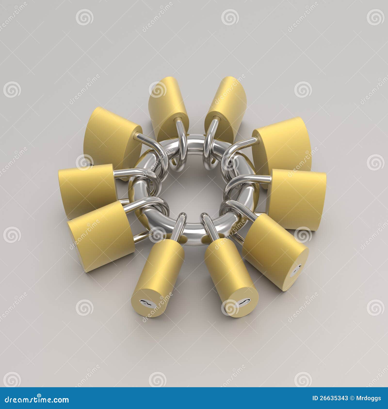 Locks are Locked and Connect on a Same Steel Hoop Stock Illustration ...
