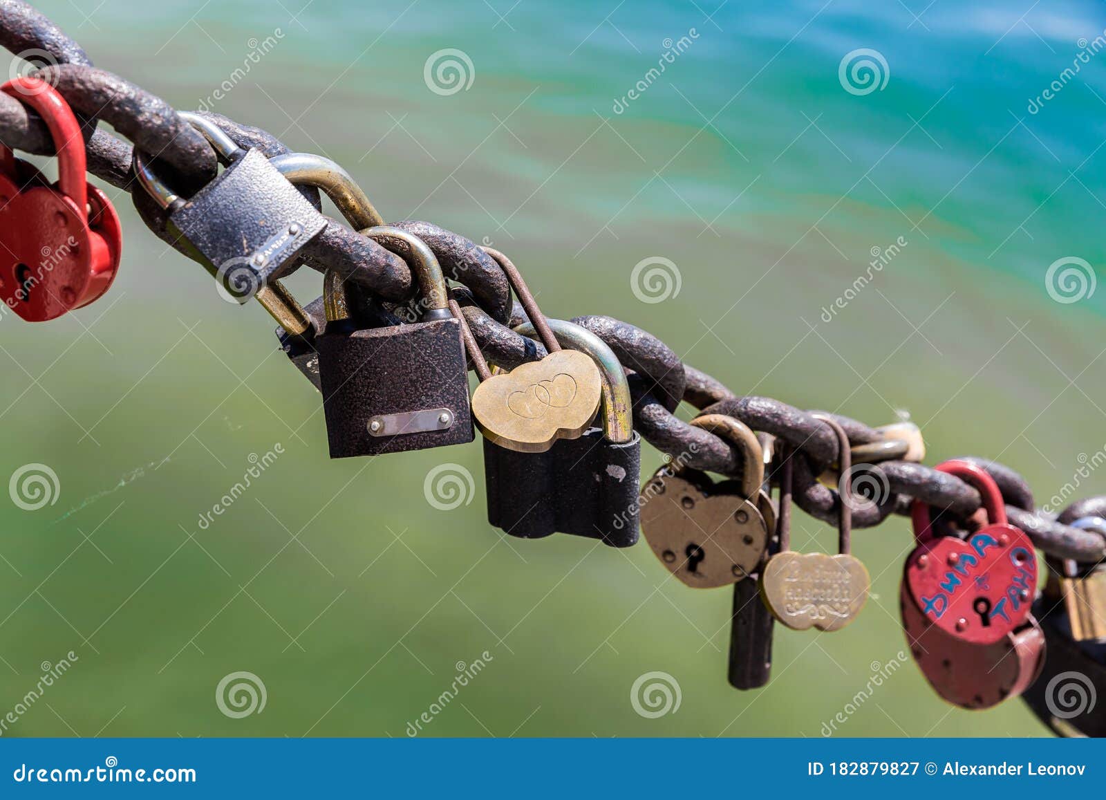 Locks of love stock image. Image of valentine, water - 182879827