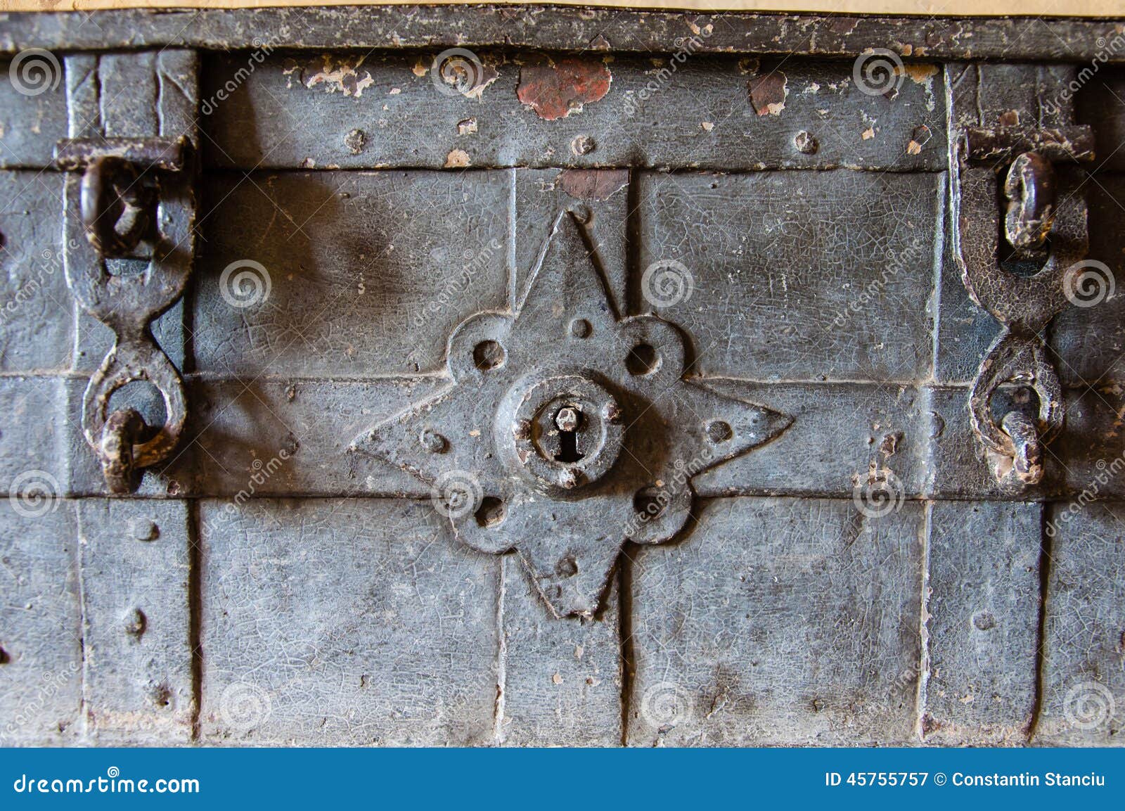 Locks of an Old Metal Chest Stock Image - Image of obsolete, trunk ...