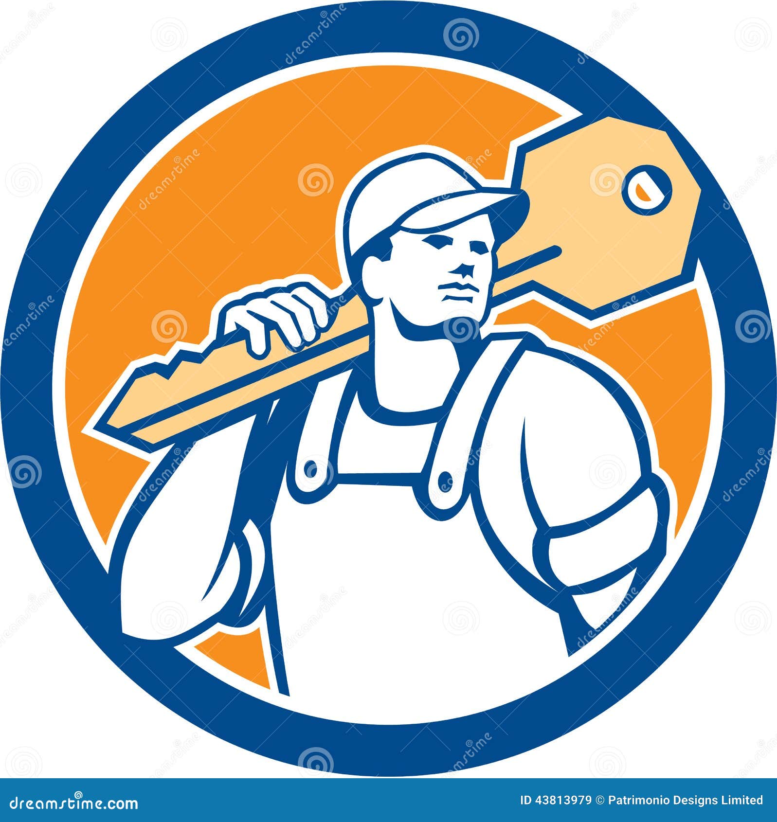 Locksmith Carry Key Circle Retro Stock Illustration - Illustration of ...