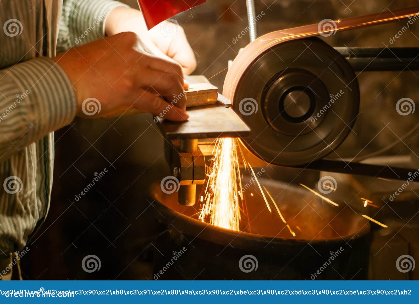 Locksmith Hands Grind the Workpiece Stock Photo - Image of artisan ...