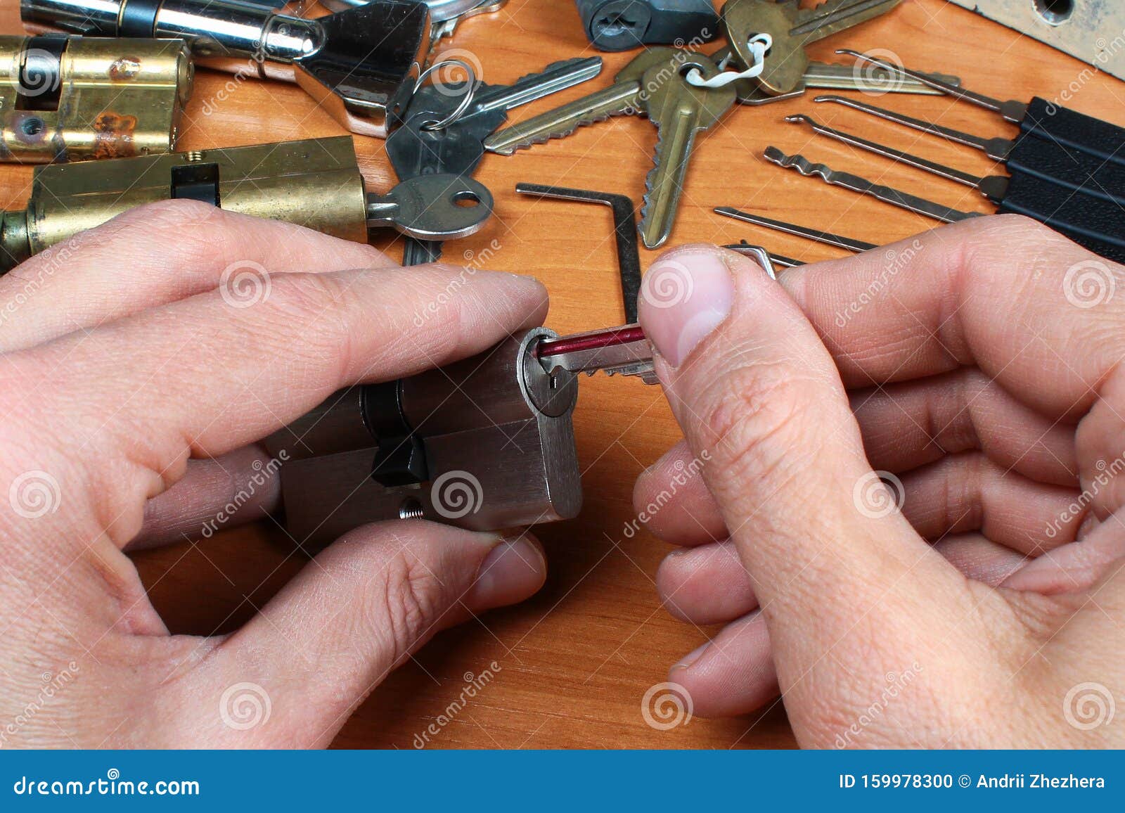 Locksmith Inserts Framework Of Mortise Door Lock Into Groove Or Pocket ...