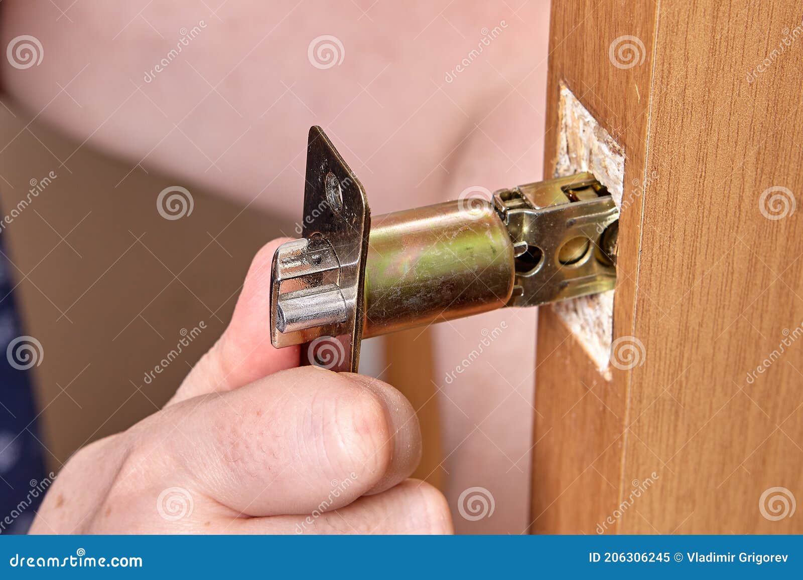 Locksmith Inserts Framework Of Mortise Door Lock Into Groove Or Pocket ...