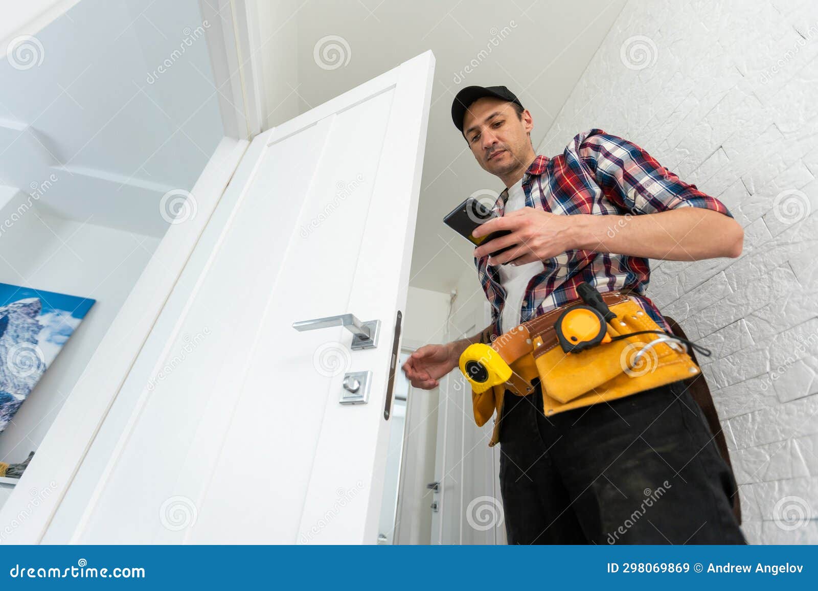 Locksmith Installation Changing Door Locks Stock Image - Image of labor ...