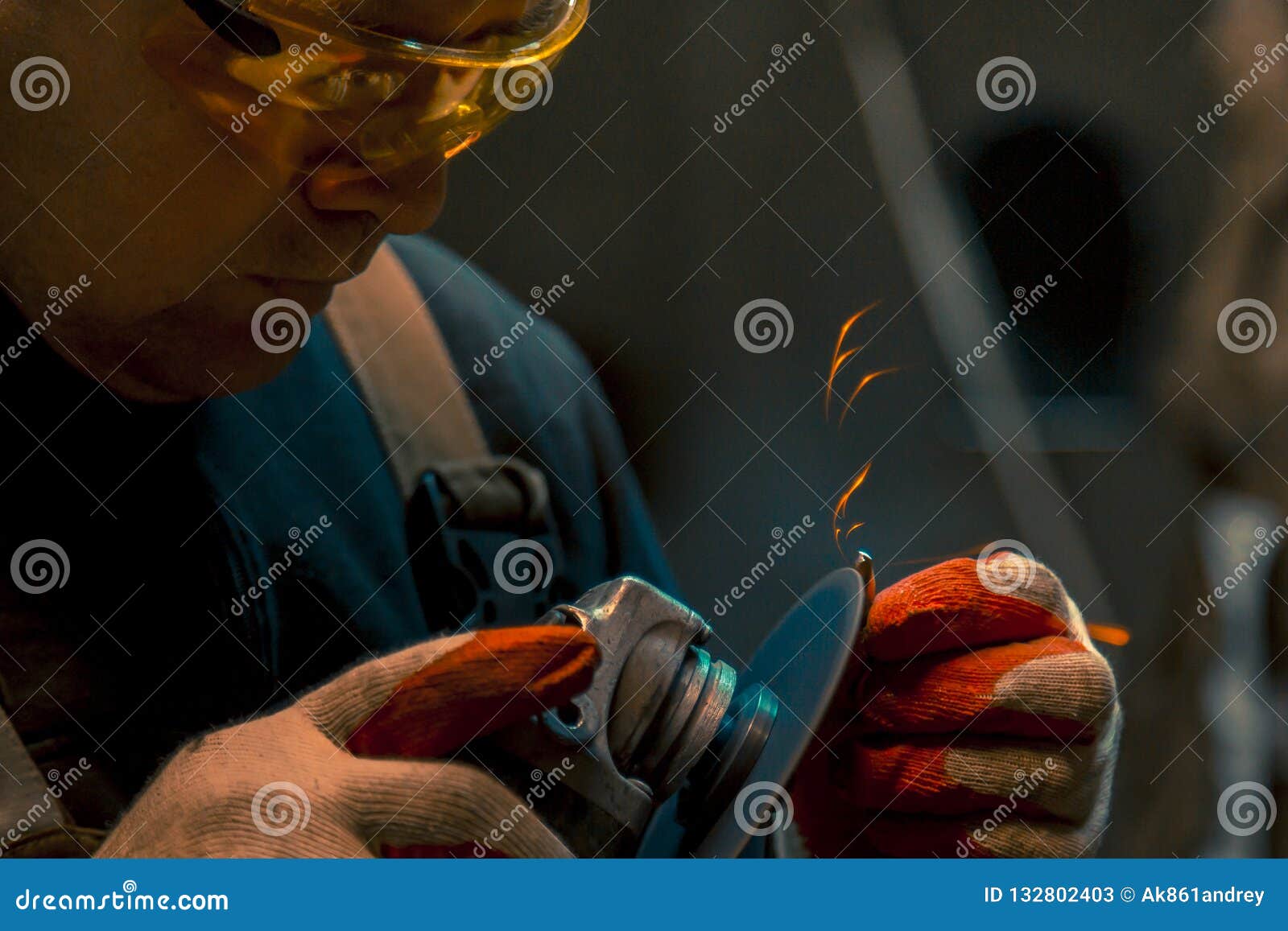 Locksmith Man in Gloves and Yellow Glasses at Work Stock Image - Image ...