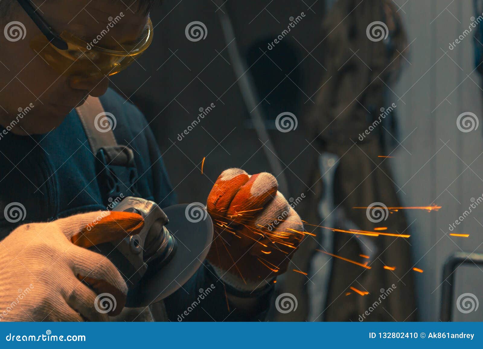 Locksmith Man in Gloves and Yellow Glasses at Work Stock Photo - Image ...