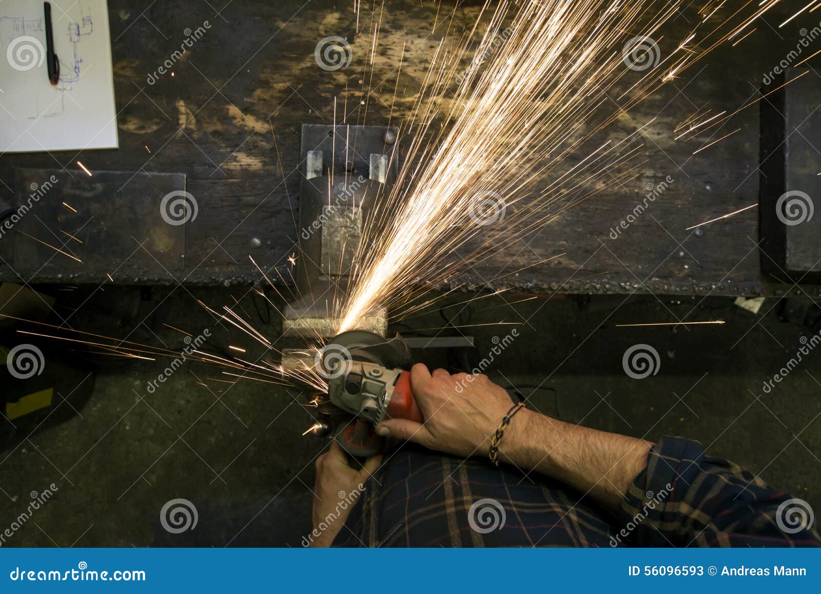 Locksmith Whetting Metal with Flying Sparks Stock Image - Image of ...