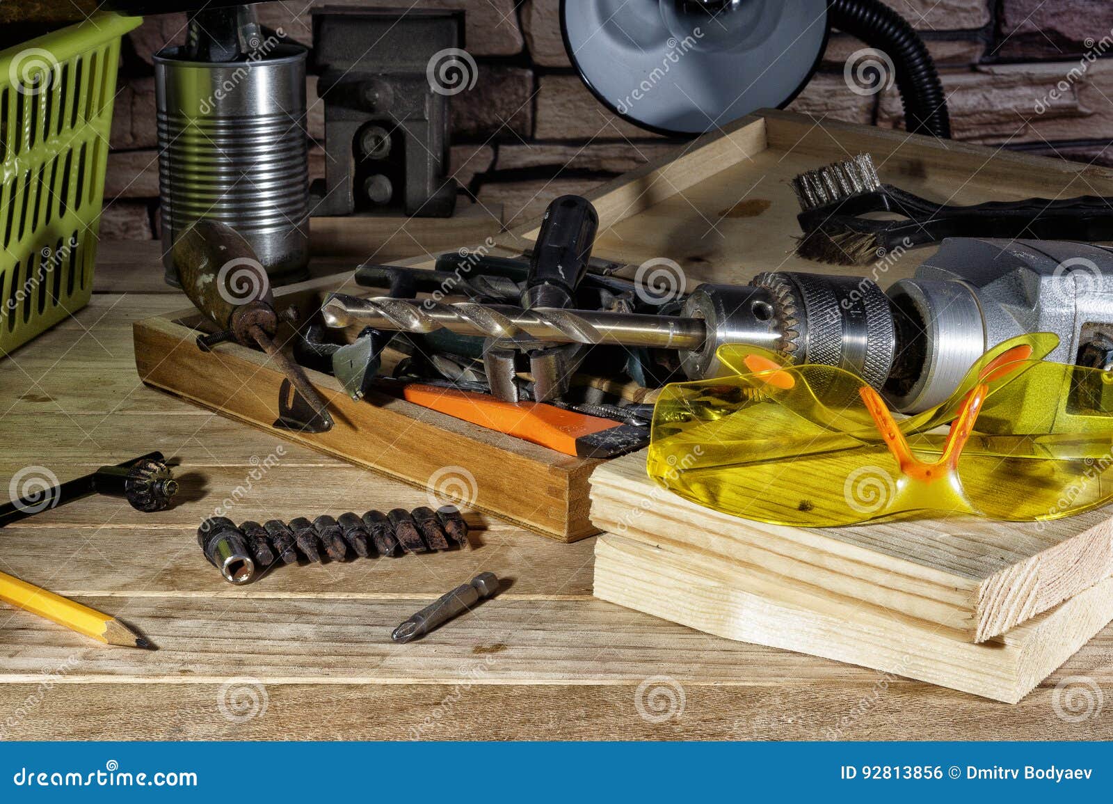 Locksmith Tools and Glasses on the Bench Stock Photo - Image of ...