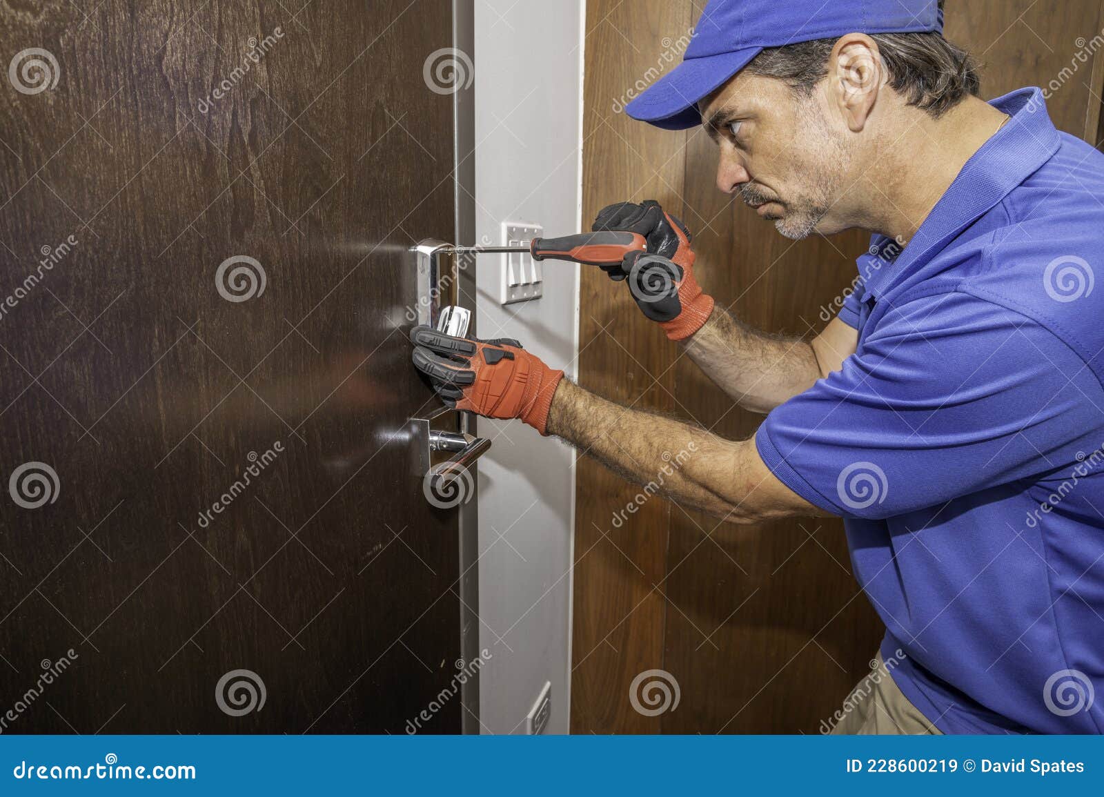 Locksmith Using Screwdriver Stock Image - Image of improvement, inside ...