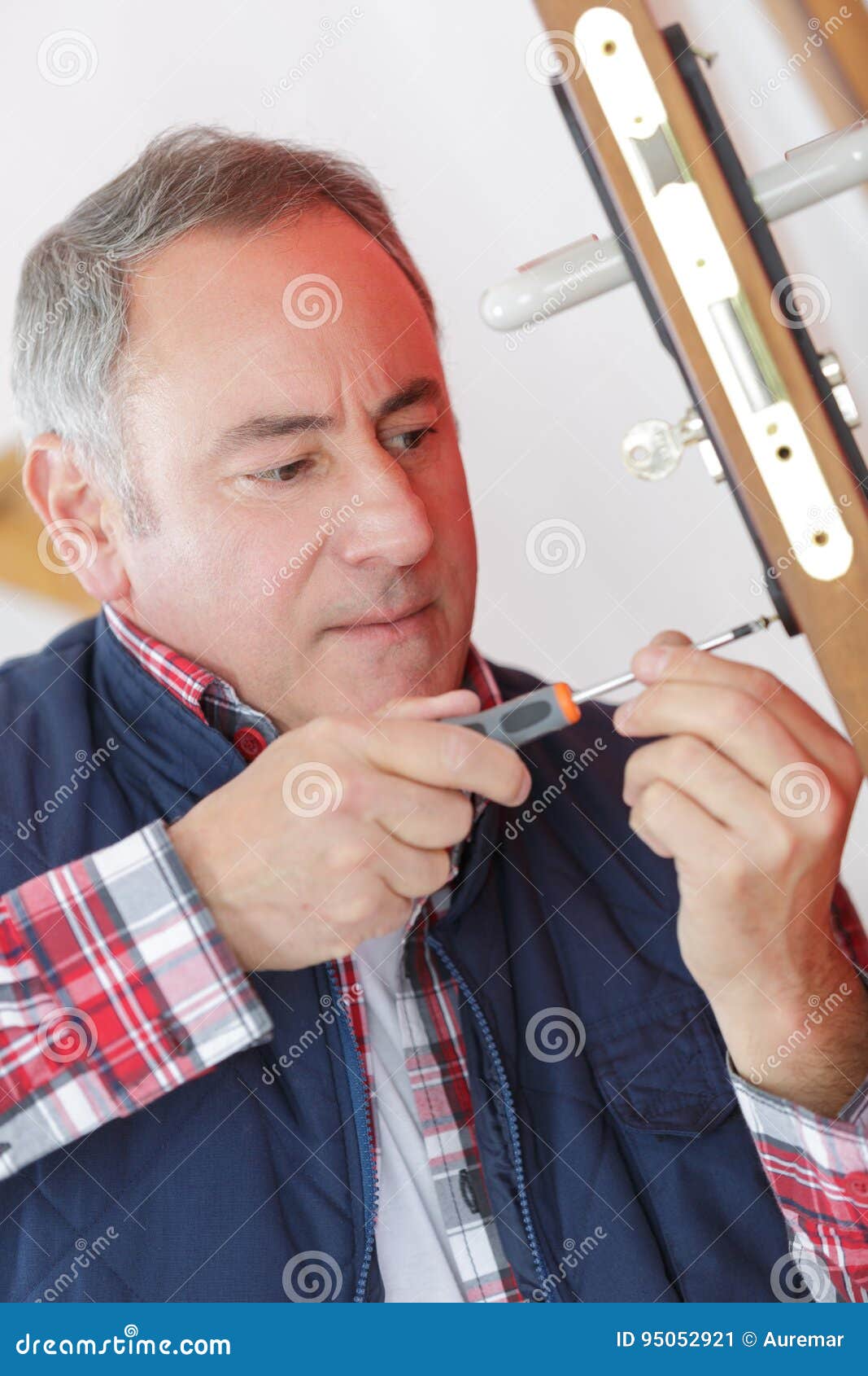 Locksmith Will Open Door with Screwdriver Stock Image - Image of auto ...