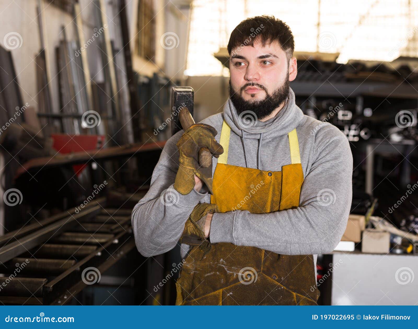 Locksmith in workshop stock image. Image of blacksmith - 197022695