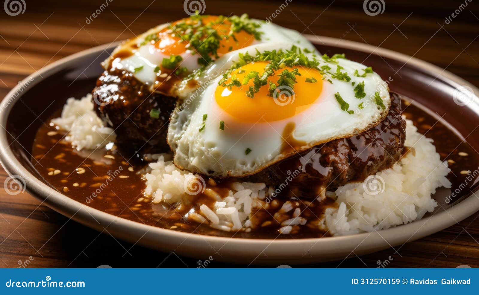 Loco Moco Breakfast in Hawaiian Style Stock Illustration - Illustration ...