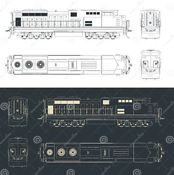 Locomotive blueprints stock vector. Illustration of train - 281680656