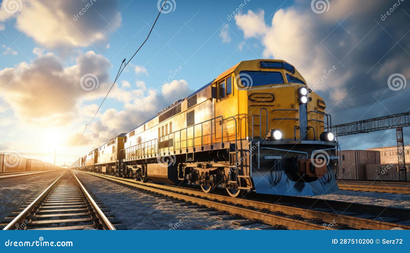 Locomotive with Cargo Containers Stock Photo - Image of industry, rail ...