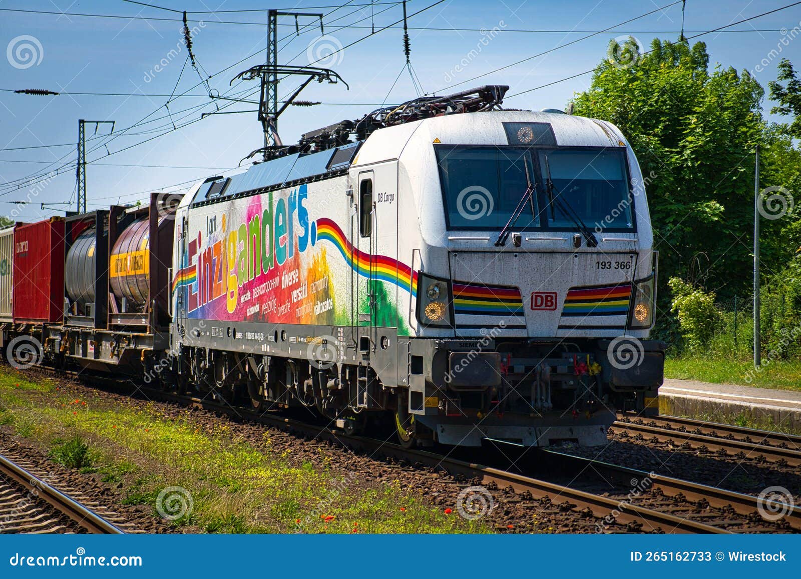 Locomotive of 193 Class from DB Cargo Pulls a Cargo Train through ...