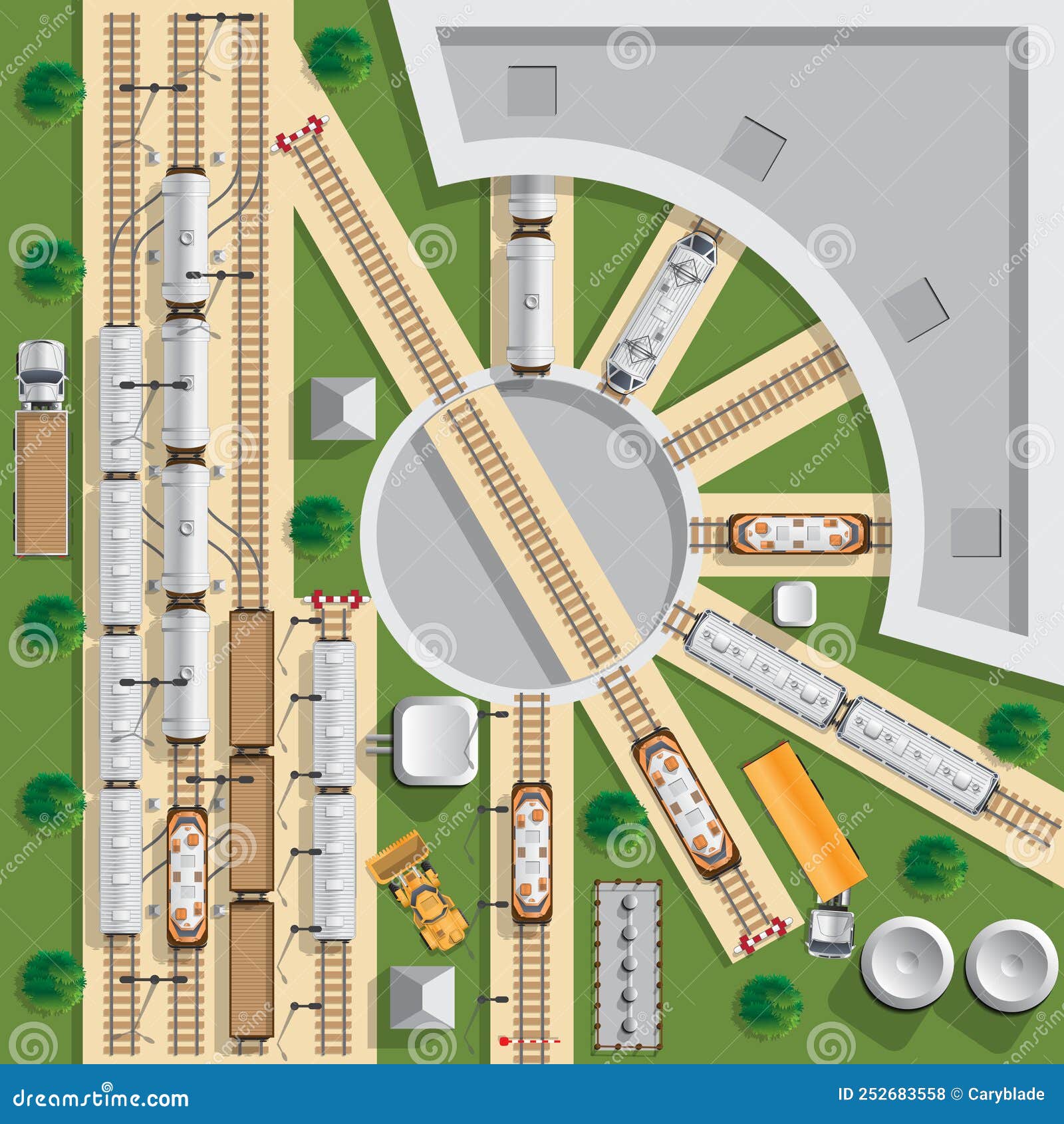 Locomotive depot. stock vector. Illustration of industry - 252683558