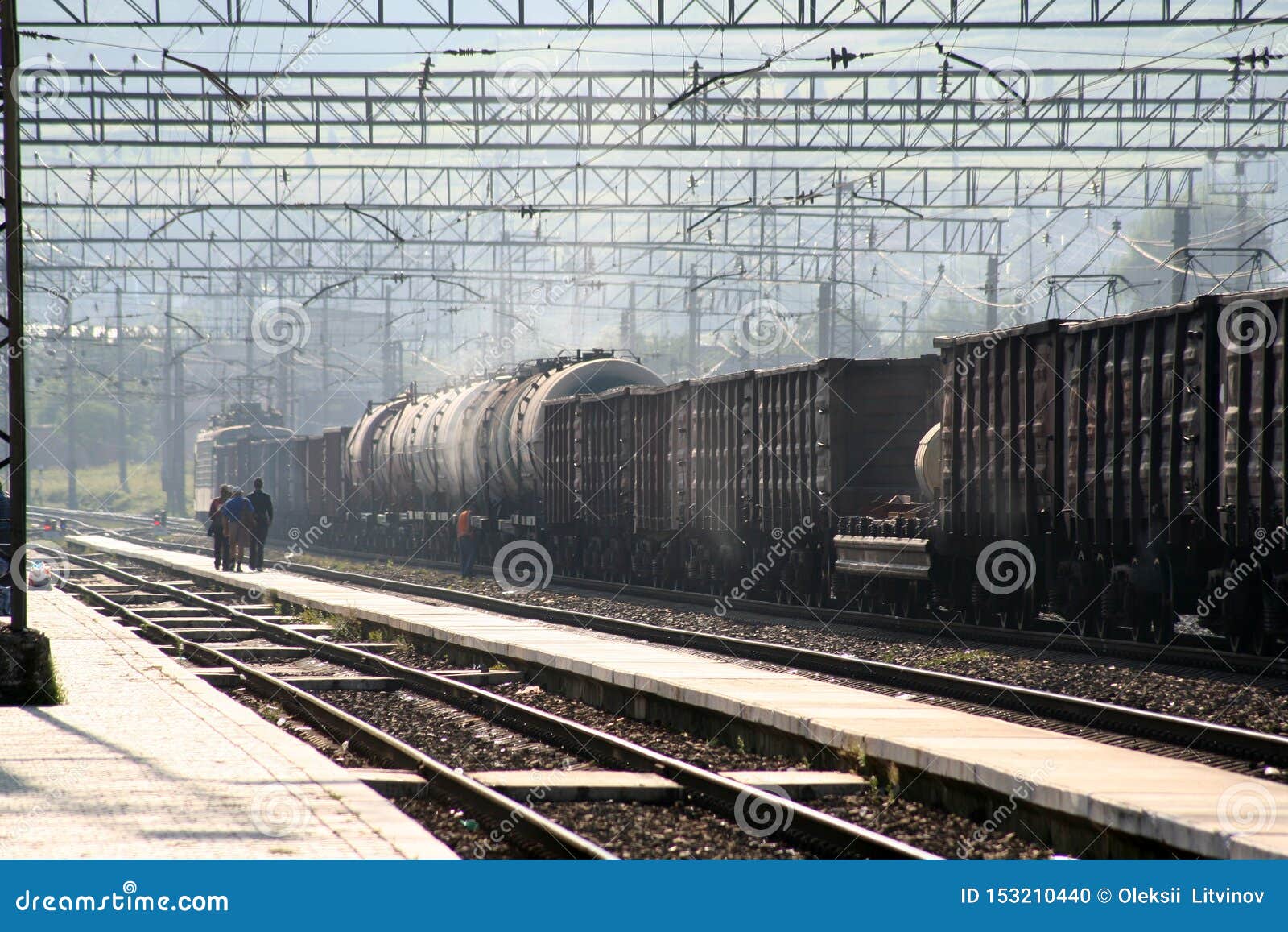 Locomotive with a Freight Train at a Railway Station Editorial Image ...