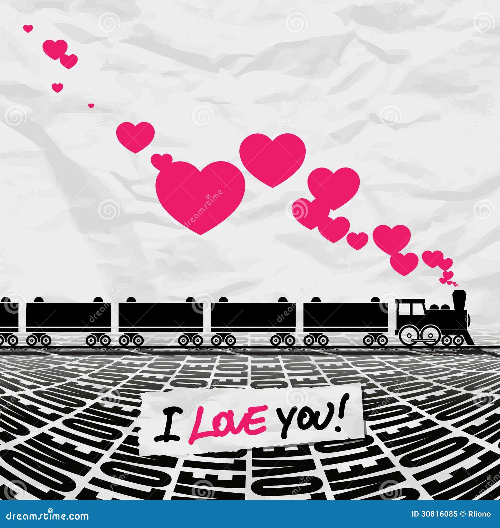 Locomotive and hearts. stock vector. Illustration of steam - 30816085