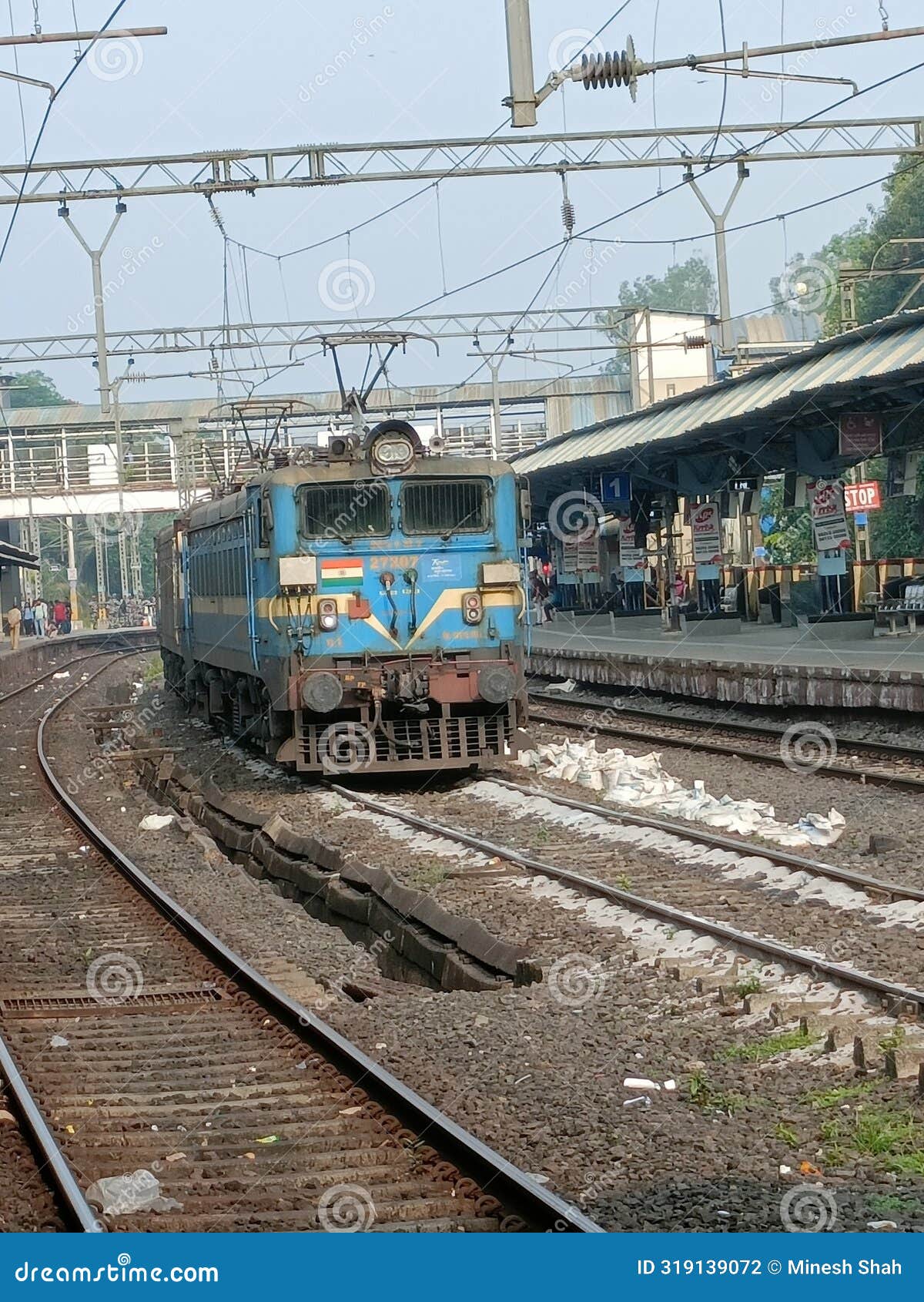 Locomotive in India Passing Station Stock Photo - Image of lane ...