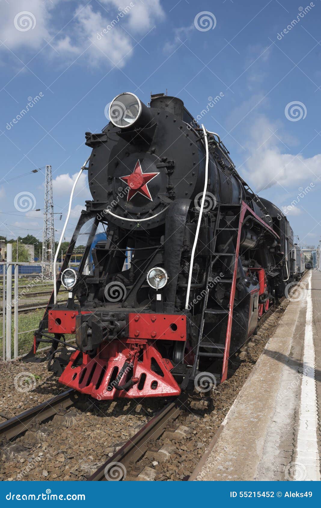 The Locomotive of the Last Century Standing Under Steam Stock Photo ...