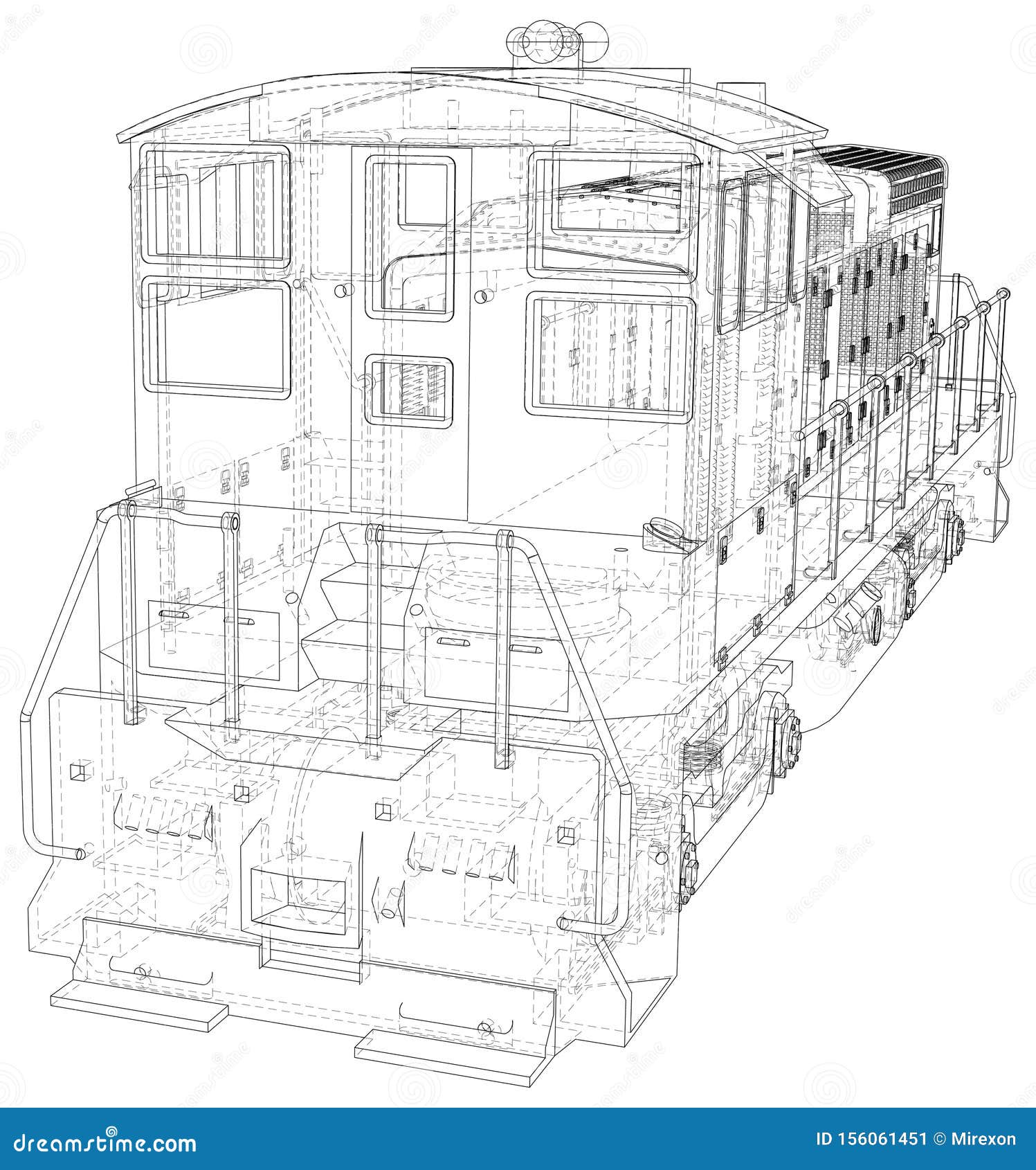 Locomotive Machine Technical Wire-frame. EPS10 Format Stock Vector ...