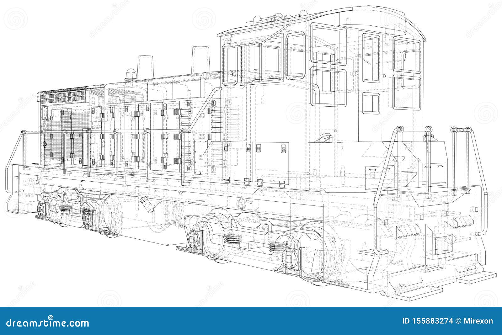 Locomotive Machine Technical Wire-frame. EPS10 Format Stock Vector ...
