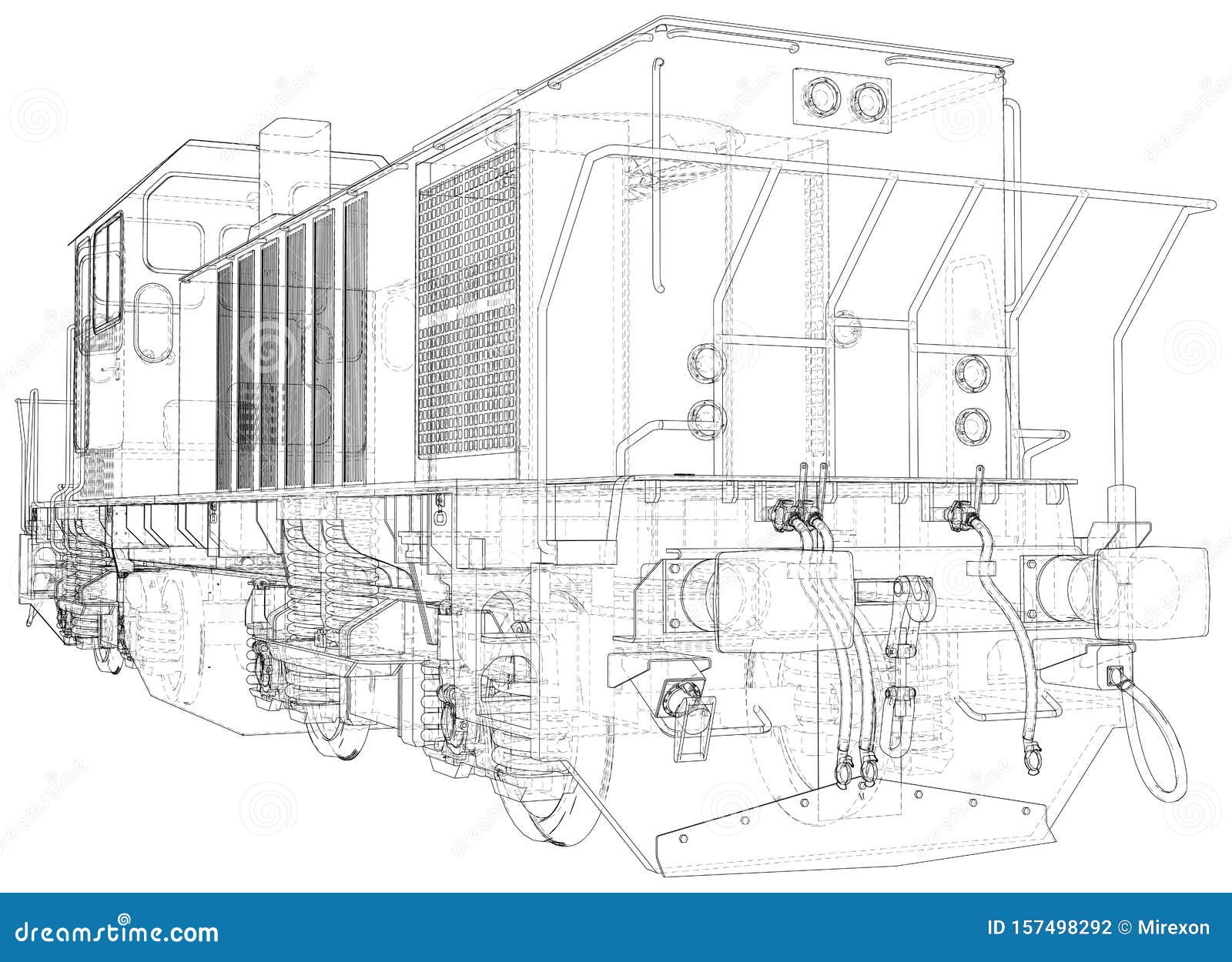 Locomotive Machine Technical Wire-frame. EPS10 Format Stock Vector ...