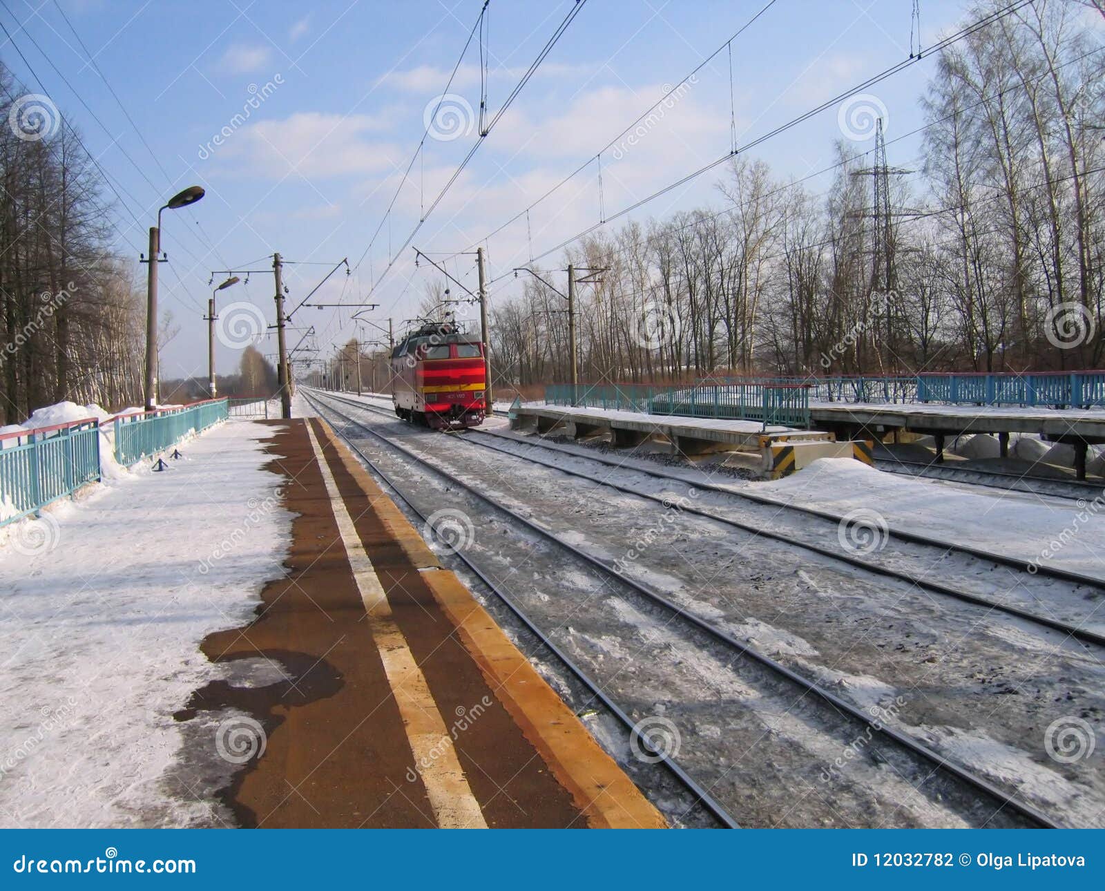 Locomotive on the Snowy Railway Stock Photo - Image of shiny, iron ...