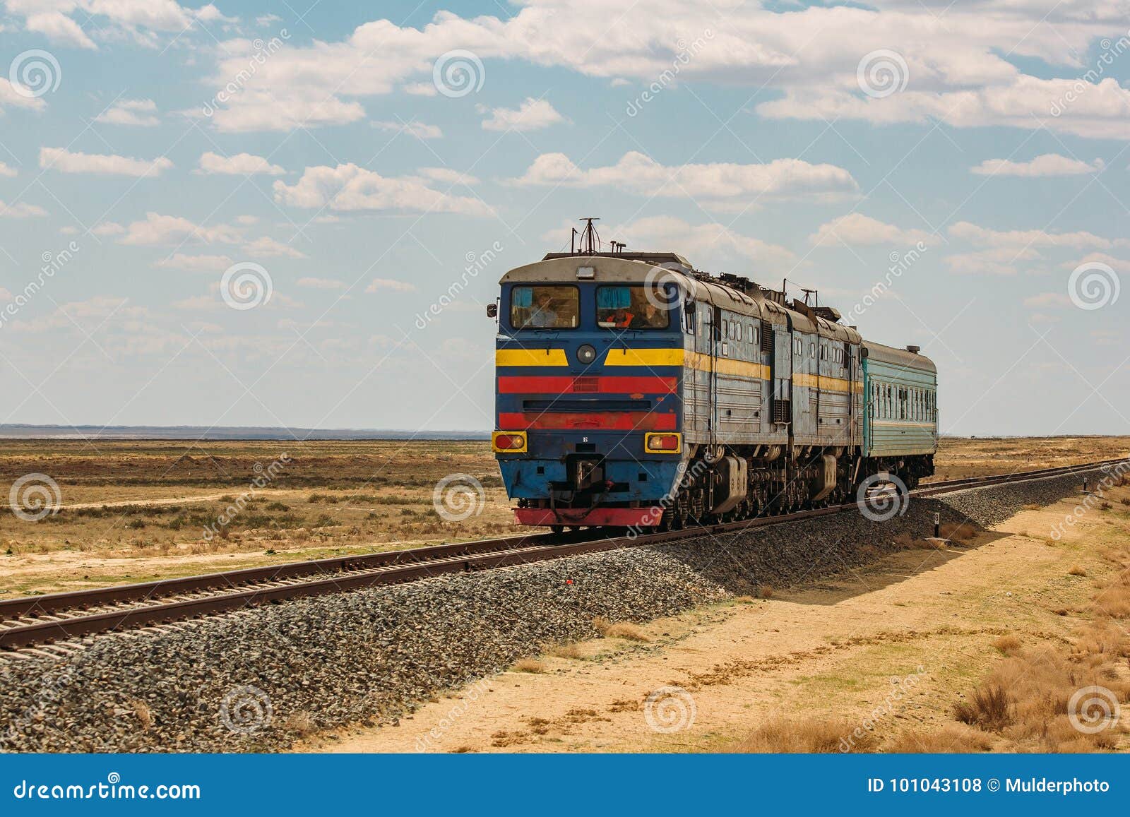 Locomotive Train is Passing through Desert Editorial Stock Photo ...