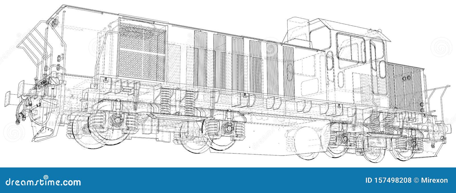 Locomotive Wire-frame. Vector Illustration Stock Vector - Illustration ...