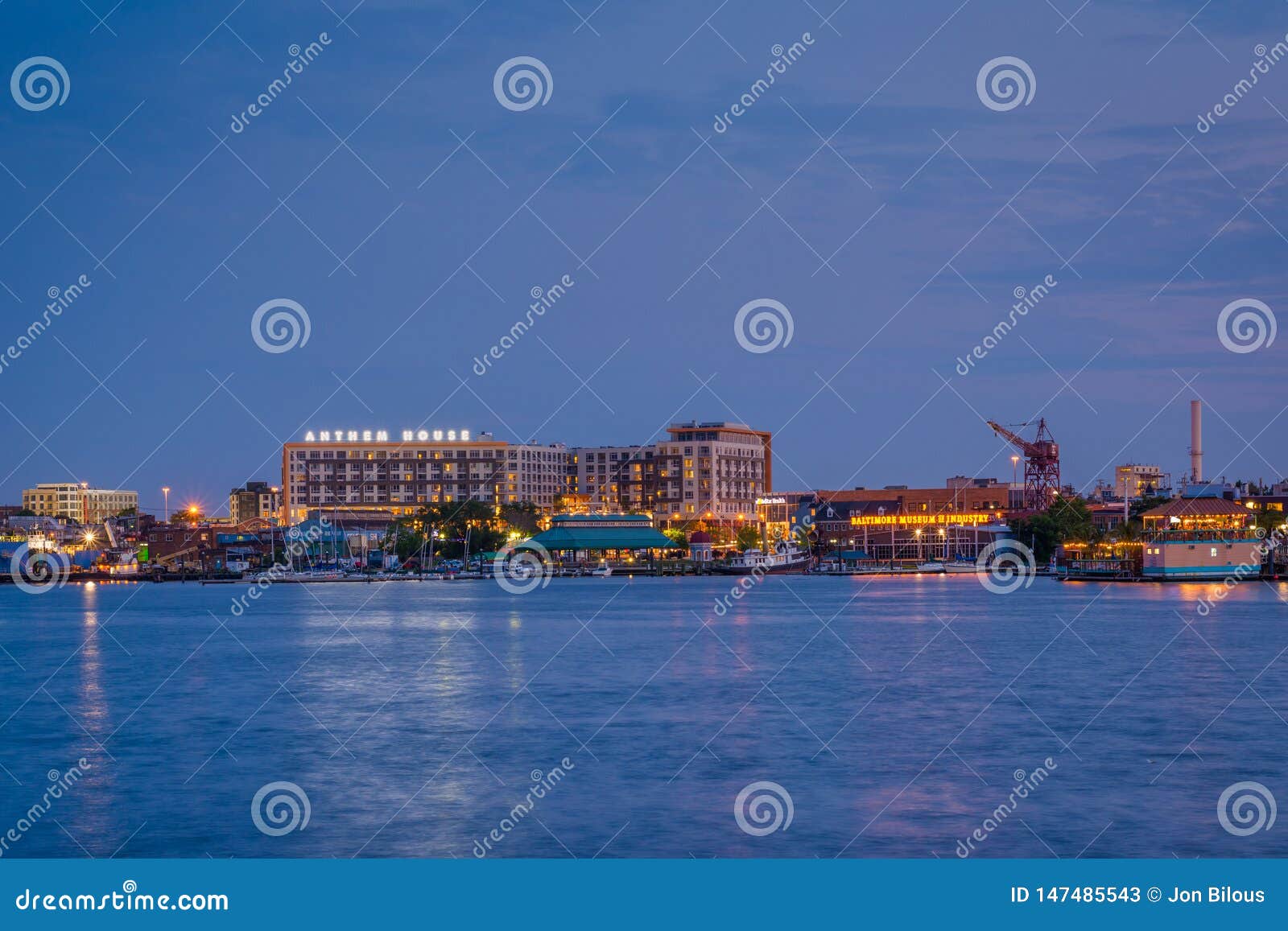 Locust Point Night View at the Inner Harbor in Baltimore, Maryland ...