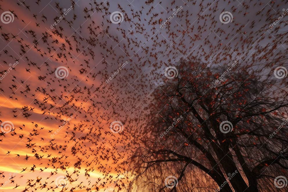 Locust Swarm Creating Abstract Patterns in the Sky Stock Illustration ...