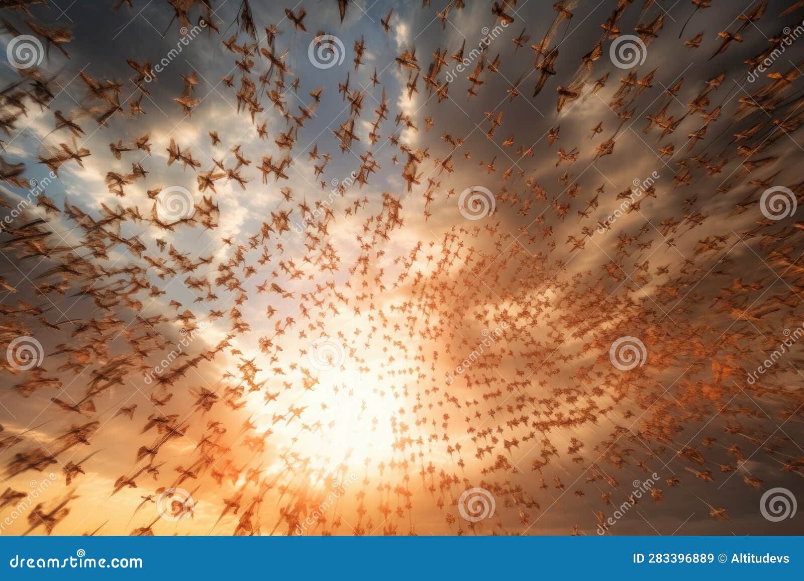 Locust Swarm Creating Abstract Patterns in the Sky Stock Illustration ...