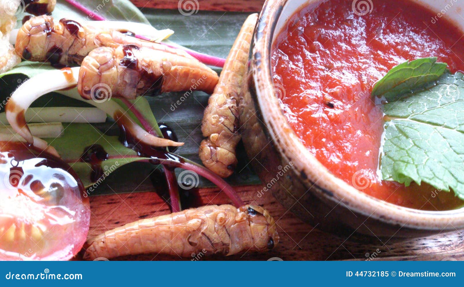 Locusts with dip stock image. Image of restaurants, locusts - 44732185