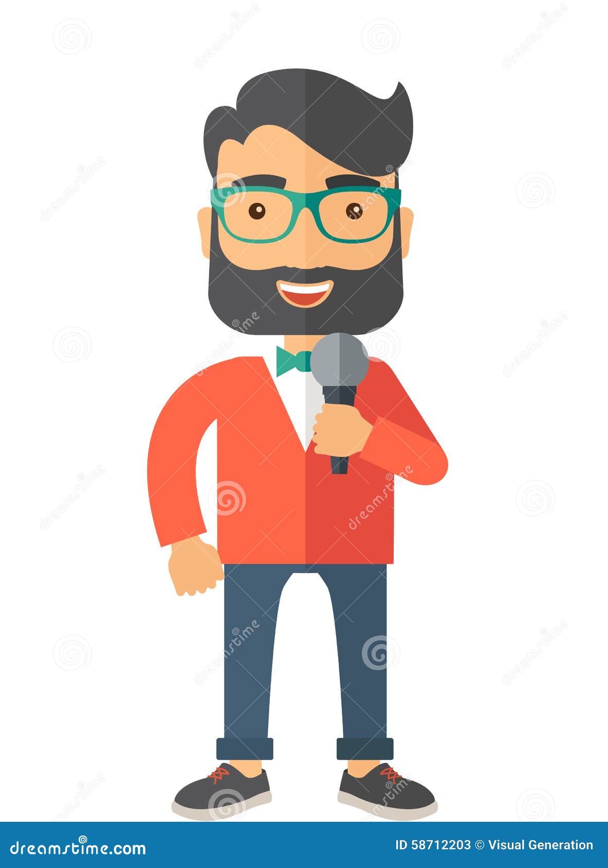 Locutor con el micrófono ilustración del vector. Ilustración de altavoz ...