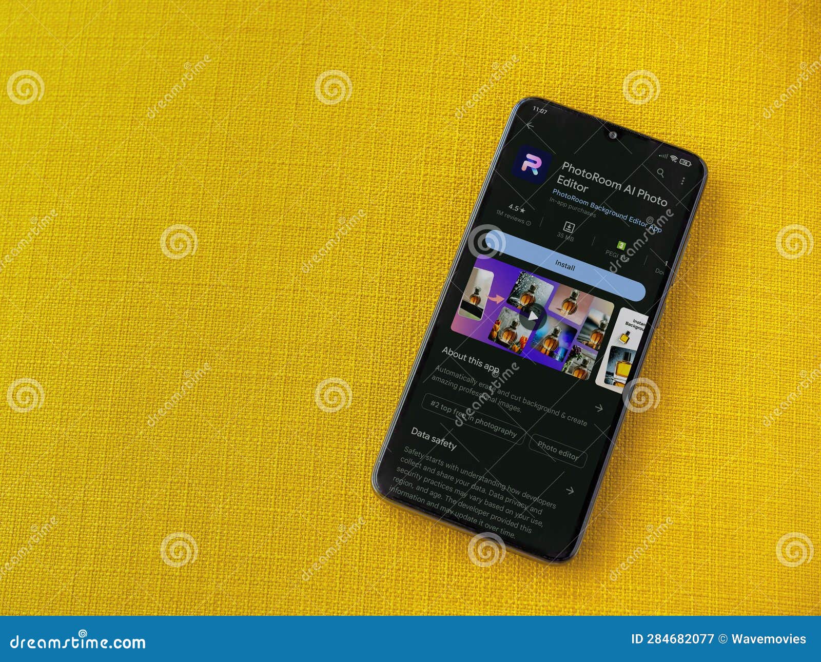 PhotoRoom Studio Photo Editor App Play Store Page on Smartphone on a ... PhotoRoom Studio Photo Editor App Play Store Page on Smartphone on a ...