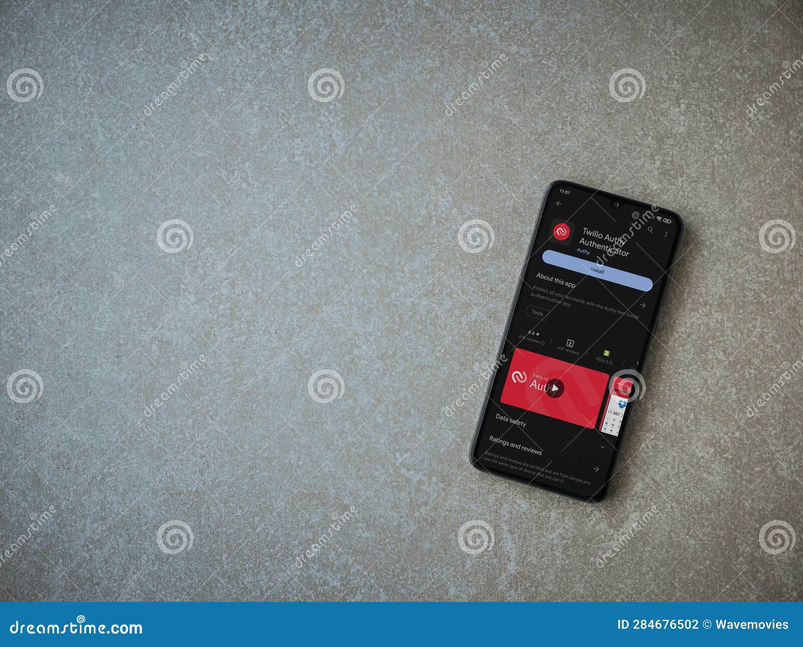 Twilio Authy Authenticator App Play Store Page On Smartphone On Ceramic