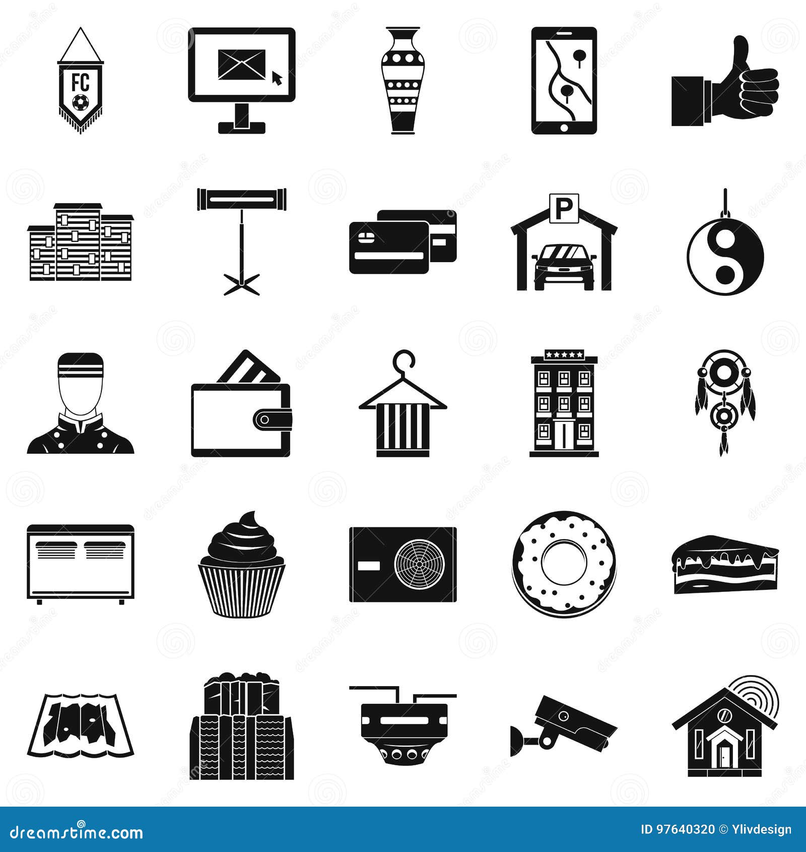 Lodge Icons Set, Simple Style Stock Vector - Illustration of luggage ...