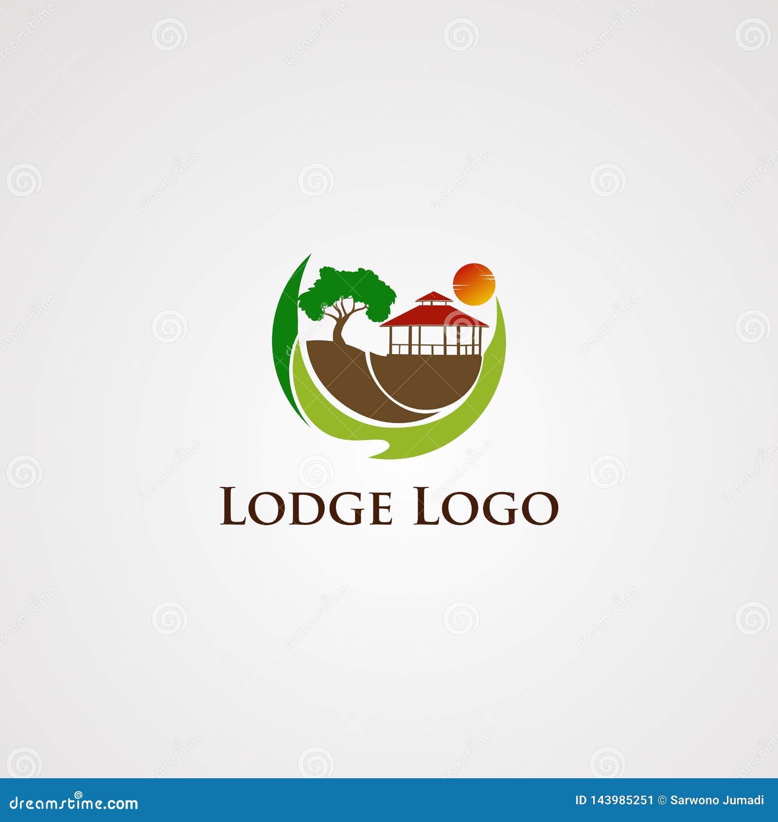 Lodge Logo Vector, With Beautiful Sun And Circle Wave, Element, And ...