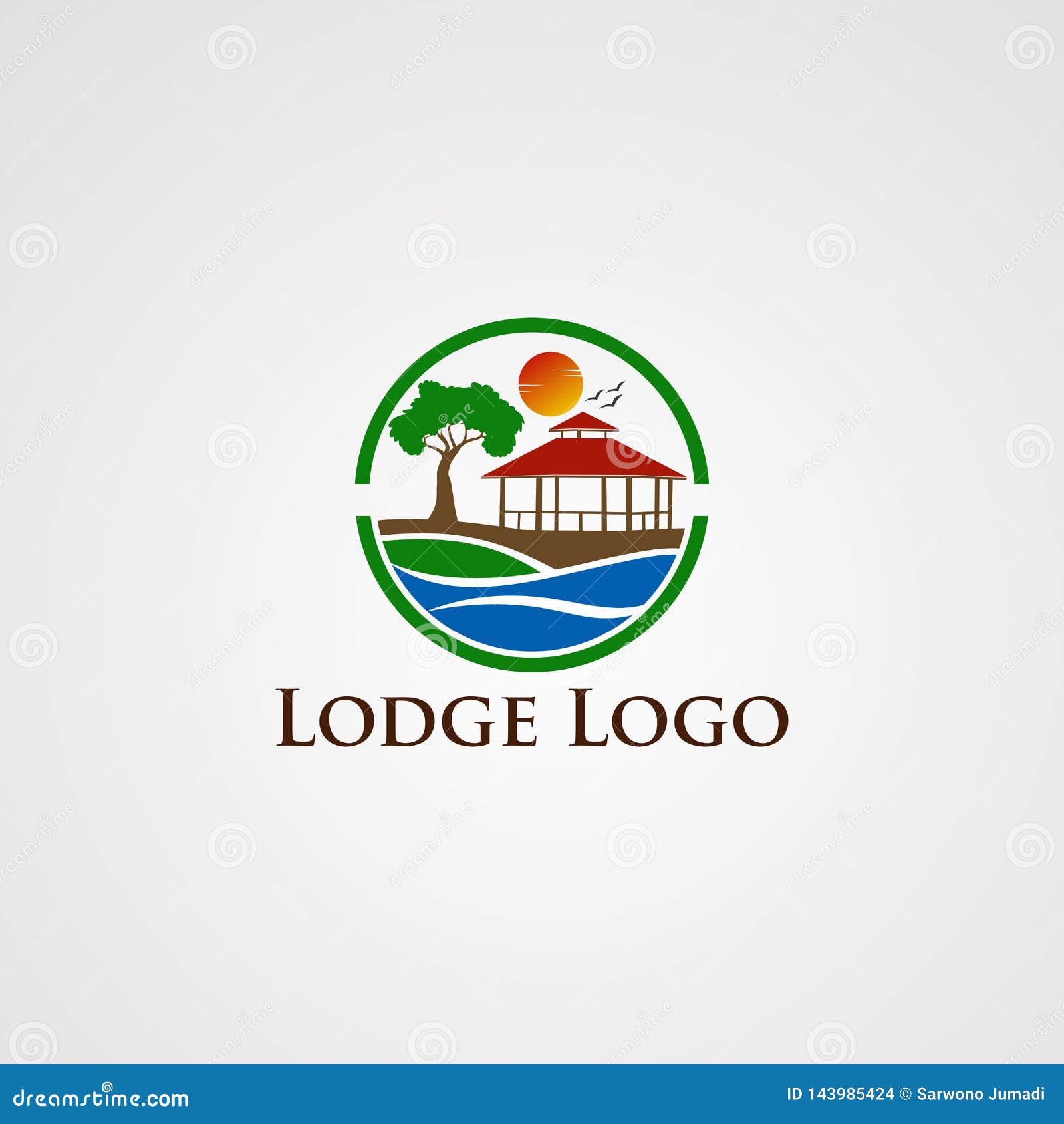 Lodge Logo Vector, With Beautiful Sun And Circle Wave, Element, And ...