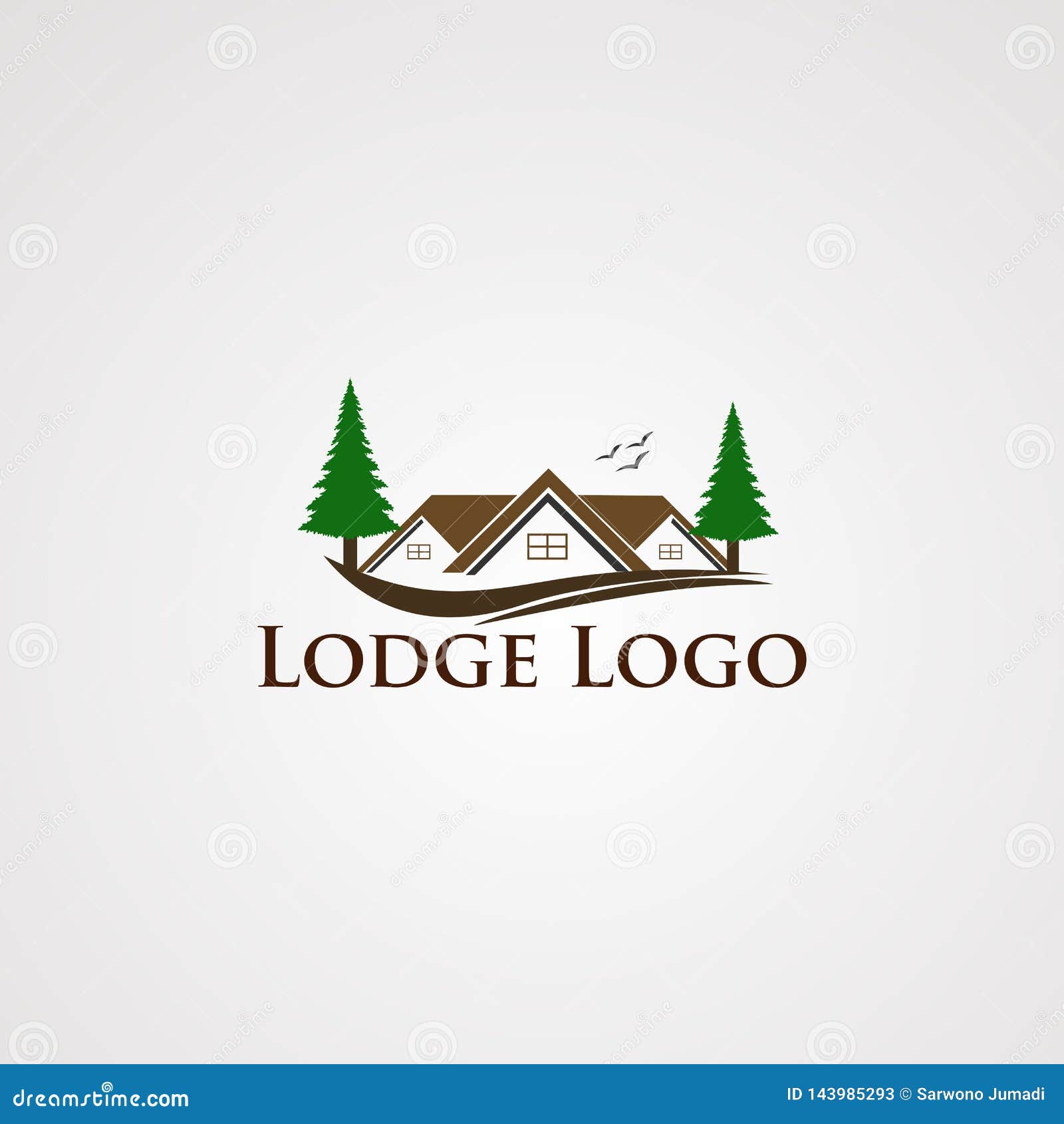 Lodge Logo Vector with Modern Real Estate and Two Tree of Pine, Element ...