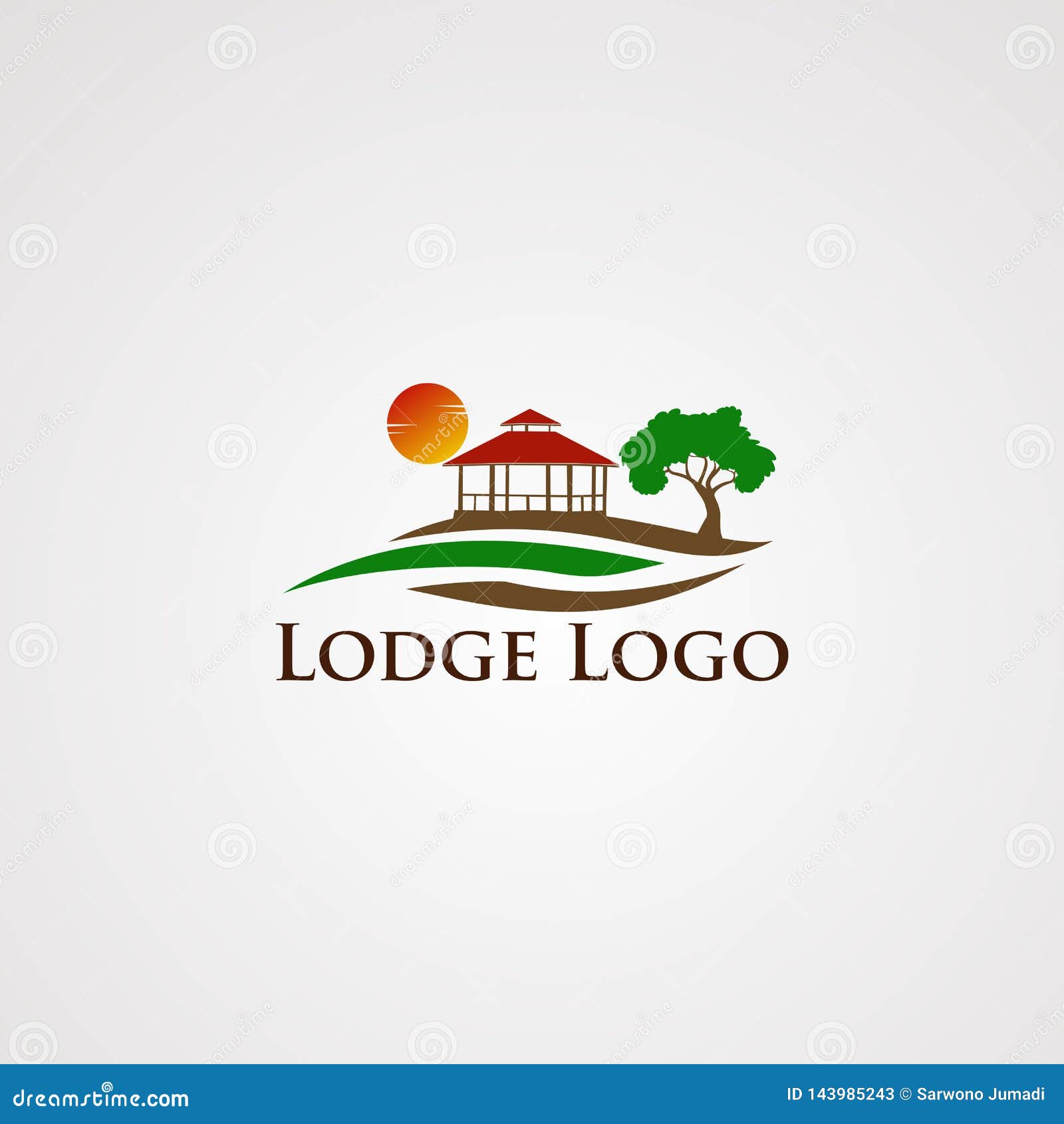 Lodge Logo Vector, With Beautiful Sun And Circle Wave, Element, And ...