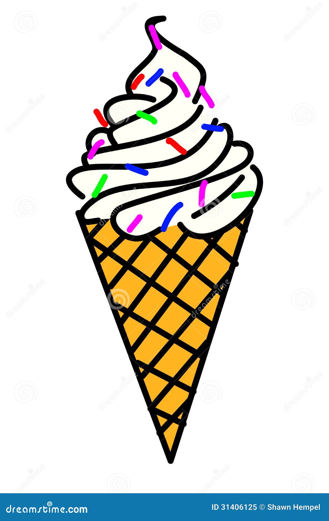 Lody ilustracji. Ilustracja złożonej z gofry, jedzenie - 31406125