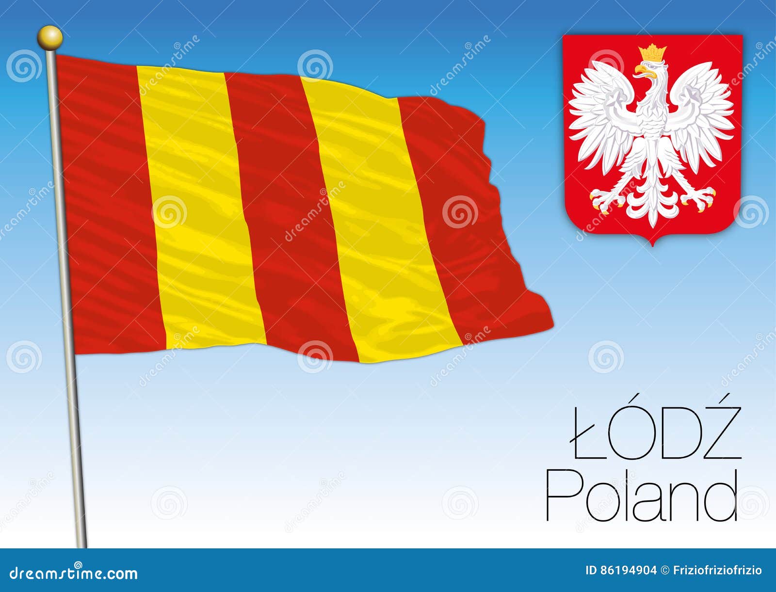 Lodz regional flag, Poland stock vector. Illustration of homeland ...