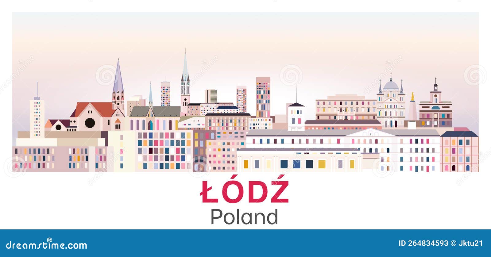 Lodz Skyline In Bright Color Palette Vector Poster | CartoonDealer.com ...