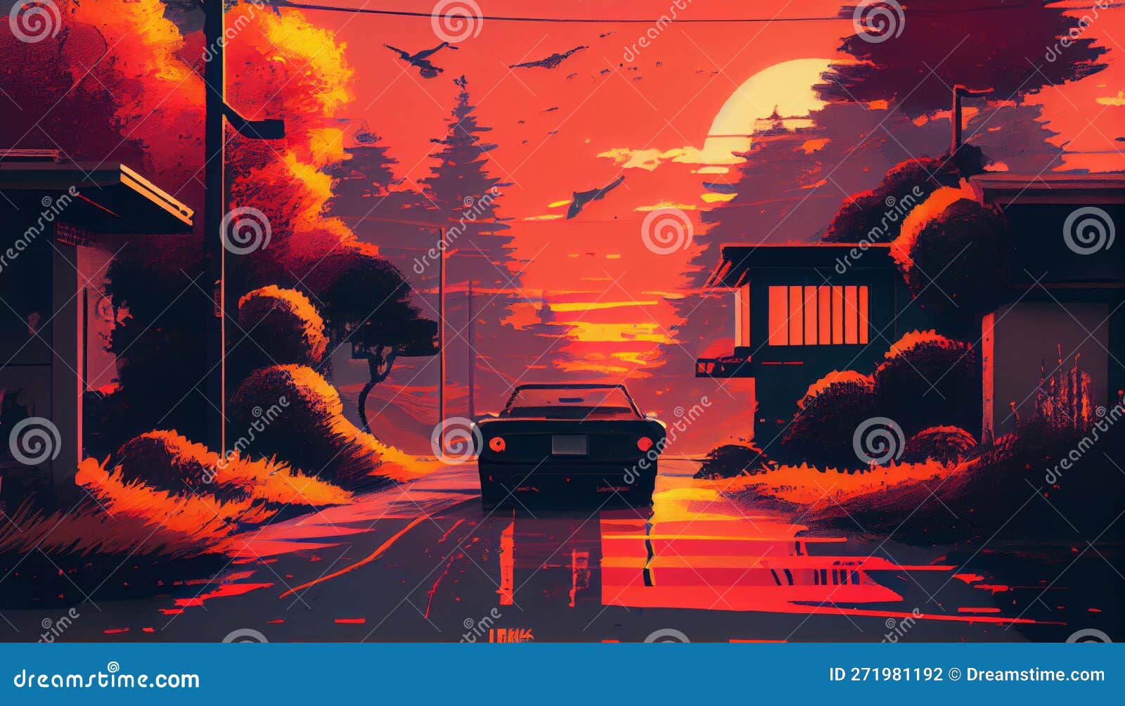 Lofi Art Style 8k Orange View Image Generative AI Stock Illustration ...
