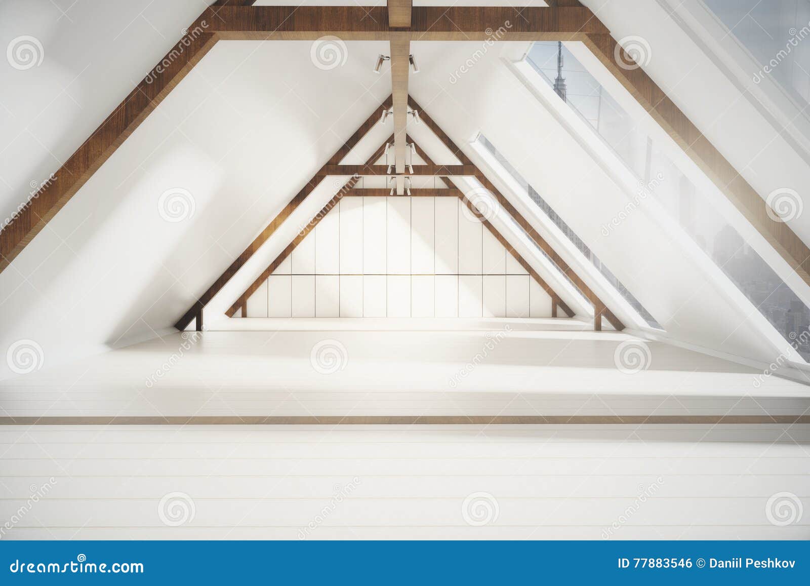 Loft Interior with City View Front Stock Illustration - Illustration of ...